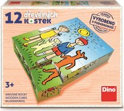 Dřevěné kostky dino pejsek a kočička