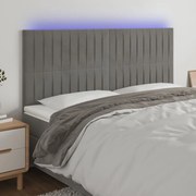 Čelo postele s LED světle šedé 180x5x118/128 cm samet