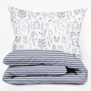 Bavlněné povlečení Herbář Modrý oboustranný Zapínání: knoflík, Velikost polštáře: 50x70, Velikost přikrývky: 140x200