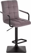 LuxuryForm DESIGN Barová židle VERONA BLACK VELUR na černé hranaté podstavě - tmavě šedá