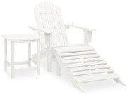 Zahradní židle Adirondack podnožka a stůl masivní jedle bílá 315929