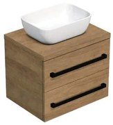 Koupelnová skříňka s černou úchytkou a krycí deskou SAT Cube Way 60x47,5x46 cm dub Hickory mat CUBE46C1603DH45