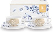 Pip Studio Royal White sada 2 ks cappuccino šálků s podšálky 210ml, bílá (Cappuccino sada v dárkovém balení)