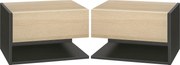 HOMCOM Sada 2 floating nočních stolků se zásuvkou a otevřenou poličkou do ložnice 46x30x30 cm Dub a černá | Aosom