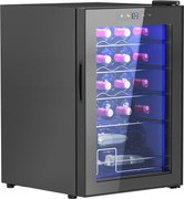 HOMCOM Chladnička na víno 20 lahví 53L 5-18 ℃ Kompresorová chladnička na nápoje se skleněnými dveřmi s ochranou proti UV záření, chladnička na lahve …