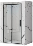 Jednokřídlé posuvné sprchové dveře REA RAPID SLIDE 120 cm pro instalaci do niky, černé/transparent - bez vaničky