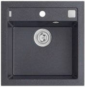 Alveus Formic - Granitový dřez 52x51 cm, s ovládáním odtoku, carbon 1107890