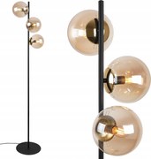 Stojací Lampa Černo-zlatá Skleněná Glamour Loft Koule Do Obývacího Pokoje