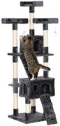 Škrabací strom PawHut XXL Cat Cave Ladder Climbing Tree Multilevel Grey 50x50x170cm | Aosom