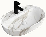 BPS-koupelny Keramické umyvadlo na desku HYD-EI-MAR1-605 60,5x40,5 cm, bílý mramor