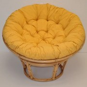 Relaxační papasan DEMETRIA — ⌀100 cm, ratan, látka, medová / více barev Žlutý melír