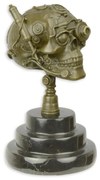 Bronzová socha soška - Lebka Steampunk