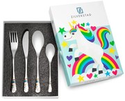 Nerezový dětský příbor ve stříbrné barvě 4 ks Unicorn – Zilverstad
