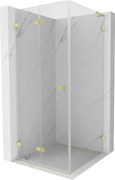 Mexen Lunar-F L, skládací sprchový kout levý 80 x 80 cm, 8mm čiré sklo, zlatý matný profil, 836L-080-080-55-00-L