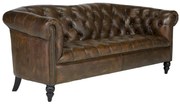 furniture-nabytek.cz - Masivní pohovka Chesterfield Shelford, pravá kůže, hnědá – 196×89×85 cm