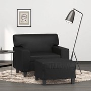 Křeslo s podnožkou černé 60 cm umělá kůže 3201159