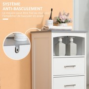 Kleankin Volně stojící koupelnová skříňka se 3 zásuvkami a 1 otevřenou přihrádkou - 40 x 33 x 80 cm - Bílá | Aosom