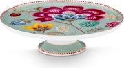 Pip Studio Blooming Tales dortový podnos Ø21cm, modrý (porcelánový servírovací podnos)