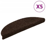 Schodové rohože samolepicí 5 ks 56 x 17 x 3 cm hnědé půlkulaté 149688