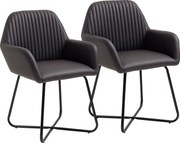 HOMCOM Sada 2 moderních židlí do jídelny, do kuchyně nebo obývacího pokoje, hnědé židle potažené umělou kůží 60x56.5x85cm | Aosom