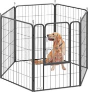 PawHut Cvičící klec pro štěňata - 6-stranný hrací prostor se 6 mřížkovými panely a dveřmi, flexibilní, skládací, chráněný kryt, 100 cm vysoká cvičící
