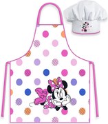 DĚTSKÁ ZÁSTĚRA S ČEPIČKOU MINNIE MOUSE 45X50 CM, 2X33 CM VZOROVANÁ