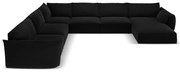 Černá sametová rohová pohovka (levý roh/do "U") Vanda – Mazzini Sofas