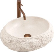 Umyvadlo na desku z kompozitního kamene REA MIKA WARM BEIGE 50x38 cm, béžová