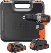 BLACK+DECKER - 18V AKU vrtačka s příklepem, 2x aku 1,5 Ah Li-Ion, nabíječka BCD003C2K-QWROZ1