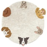 Krémový pratelný/ručně tkaný bavlněný dětský hrací koberec ø140 cm Dogs – Lorena Canals
