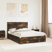 Rám postele s čelo Kouřový dub 140 x 190 cm Kompozitní dřevo 3409644