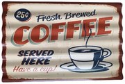 Nástěnná kovová vlnkatá cedule Coffee - 59*39 cm