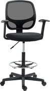 Ergonomická kancelářská židle Vinsetto kancelářská židle, otočná židle, kreslící židle, nastavitelný kroužek na nohy, do 120 kg, černá, 60x56x110-132…