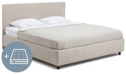 Béžová čalouněná dvoulůžková postel s úložným prostorem s matrací/s roštem 180x200 cm Myra Slim Line – Bonami Selection