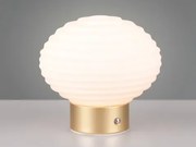 LED stolní lampa nabíjecí Earl 14 cm, bílé sklo