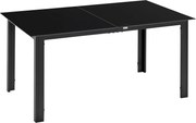 Zahradní stůl Outsunny pro 6 osob, jídelní stůl se skleněnou deskou, 150 x 90 x 74 cm, černý stůl na zahradu a balkon | Aosom.de