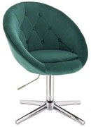 LuxuryForm DESIGN Otočné křeslo VERA VELUR na stříbrném kříži - zelené