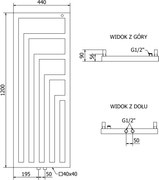 Mexen Alaska, topné těleso 1216x440 mm, 549 W, černá, W205-1216-440-00-70