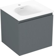 Mexen Rivel, koupelnová skříňka 50 cm s umyvadlem Vela, 1 zásuvka, drážkovaná, grafitová matná/bílá matná, 91A20-05047-1-BF66-W23M01