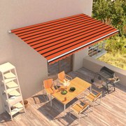 Automatická zatahovací markýza 600 x 300 cm oranžovo-hnědá 3051208