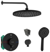 SANITINO - Sprchový set s termostatem a tělesem pod omítku Hansgrohe, příslušenství kielle, matná černá SANI21HKK418