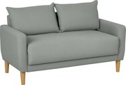 HOMCOM 2-místný látkový pohovka s opěrkami, úložným prostorem a 2 odnímatelnými polštáři, moderní čalouněný loveseat se dřevěnými nohami pro obývací p