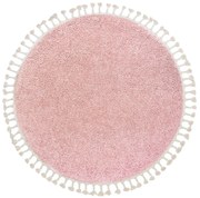 Dywany Łuszczów, Kusový koberec Berber 9000 pink kruh, 120x120 (průměr) kruh, růžová, obývací pokoj