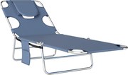 Gartenliege, Liegestuhl mit gepolsterter Gesichtsöffnung, Massage-Liege für draußen, Seitentasche, Stoff, Metall, Grau