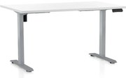 Výškově nastavitelný stůl OfficeTech B, 140 x 80 cm, šedá podnož, bílá