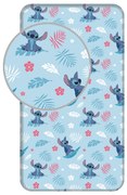 Jerry Fabrics Bavlněné prostěradlo s gumou 90x200 Lilo I Stitch modré pro děti JF24