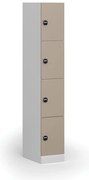 Šatní skříňka S1 s úložnými boxy, 4 boxy, 1850 x 300 x 500 mm, RFID zámek, béžové dveře