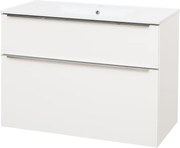 Mereo Mereo, Mailo, koupelnová skříňka s keramickým umyvadlem 101 cm, bílá, dub, antracit, CN512