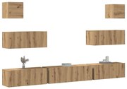 Sada 7 kusů nástěnné TV skříňka dub artisan kompozitní dřevo 3329212