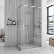 Obdélníkový sprchový kout REA City 80x100 nikl kartáčovaný/transparent + vanička Savoy bílá